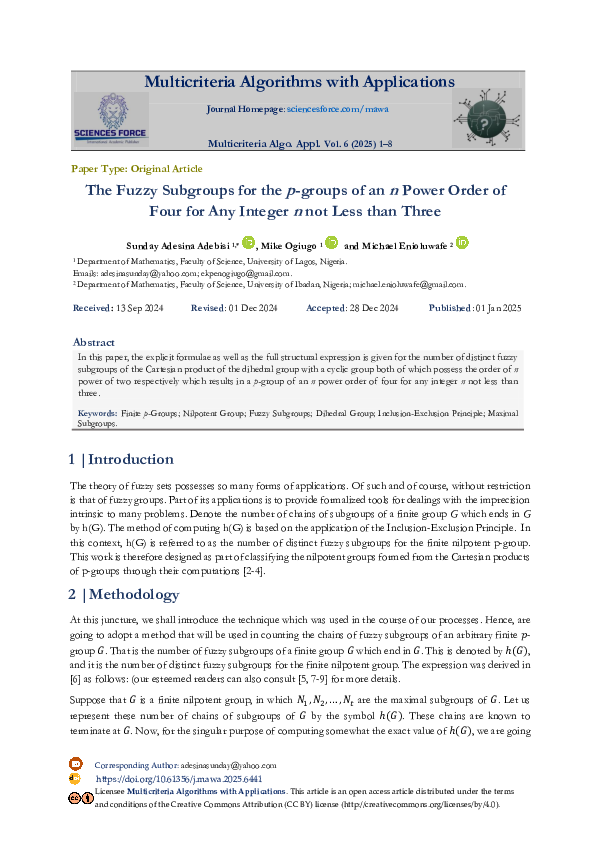 (PDF) THE FUZZY SUBGROUPS FOR THE p - GROUPS OF AN n POWER ORDER OF ...