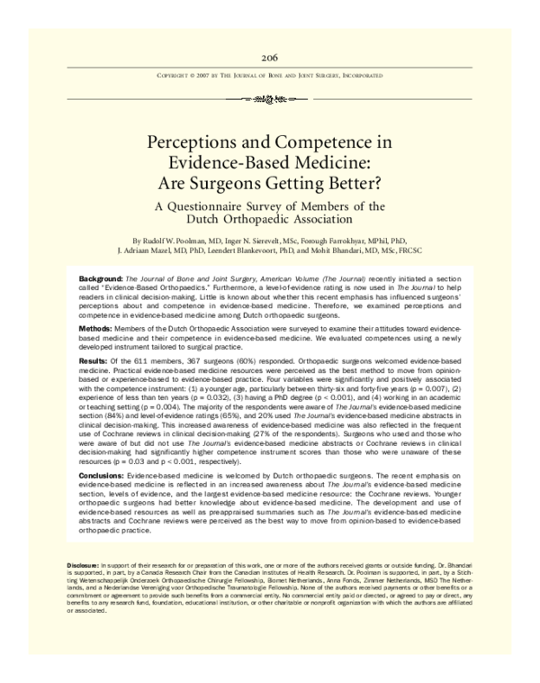 (PDF) Perceptions and Competence in Evidence-Based Medicine