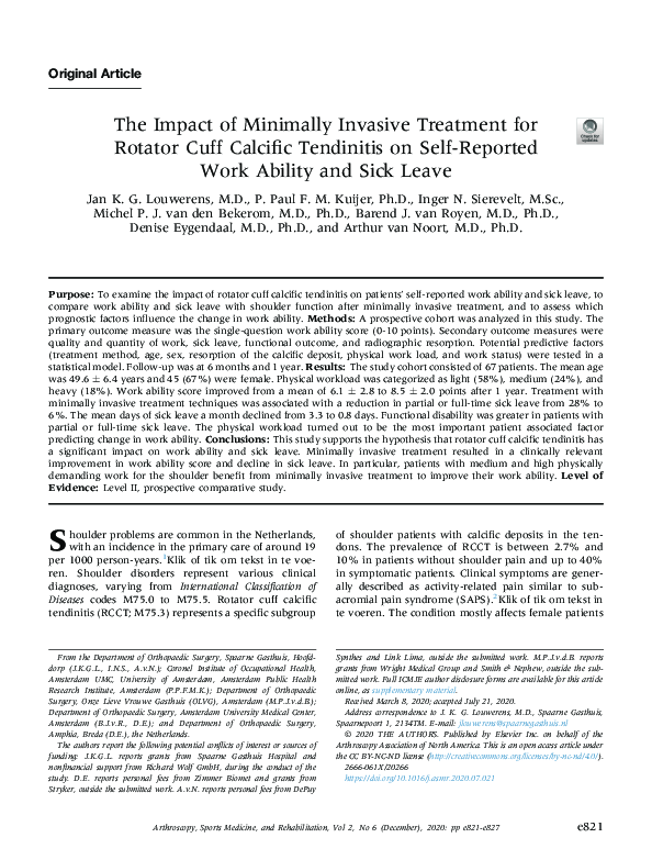 (PDF) The Impact of Minimally Invasive Treatment for Rotator Cuff ...