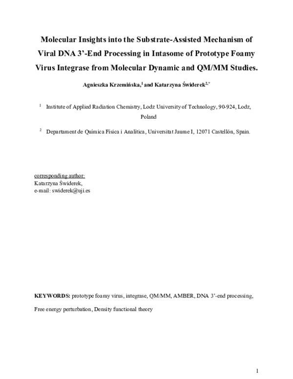 (PDF) Molecular Insights into the Substrate-Assisted Mechanism of Viral DNA 3′-End Processing in ...