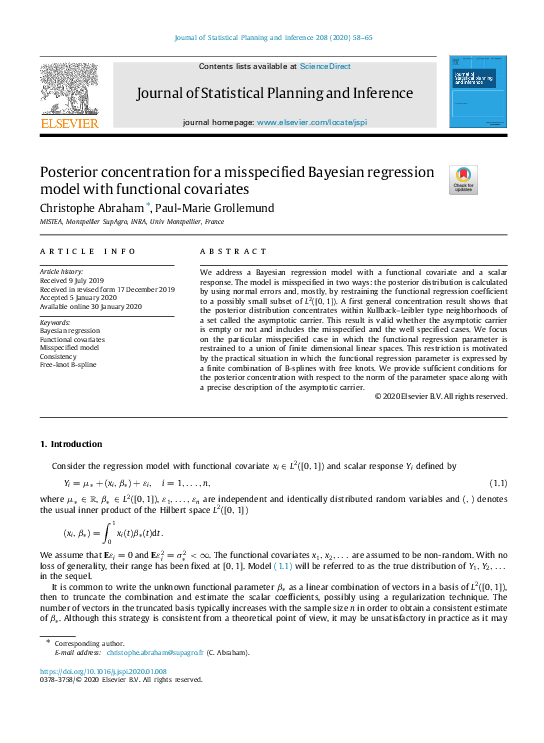 (PDF) Posterior concentration for a misspecified Bayesian regression ...