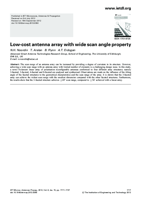 (PDF) Low-cost antenna array with wide scan angle property