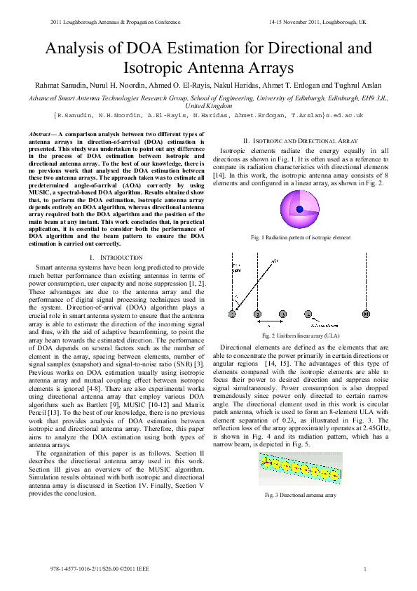 (PDF) Analysis of DOA estimation for directional and isotropic antenna arrays