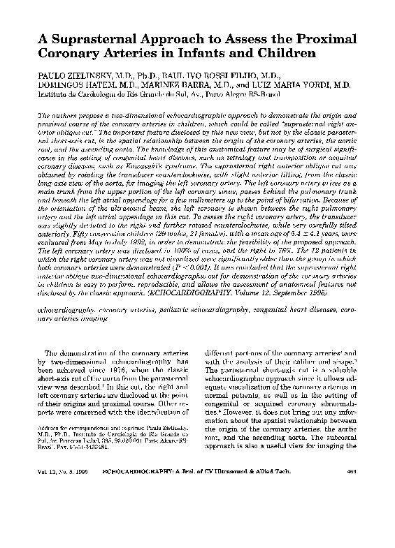 (PDF) A Suprasternal Approach to Assess the Proximal Coronary Arteries ...
