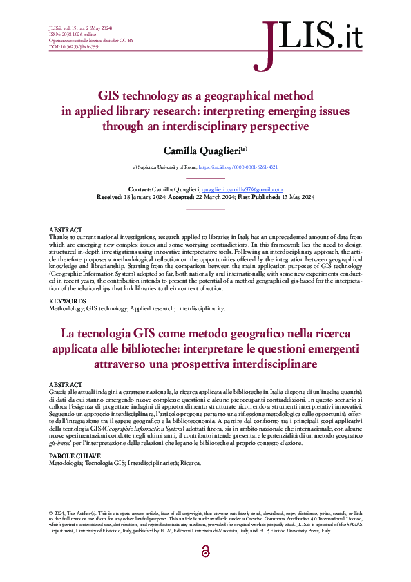 (PDF) GIS technology as a geographical method in applied library research: interpreting emerging ...