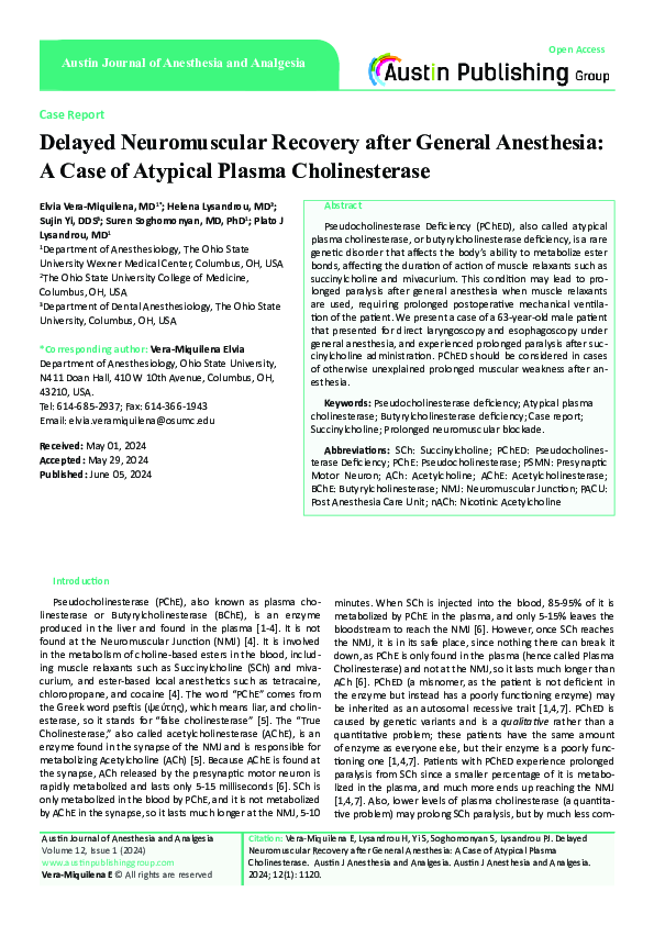 (PDF) Delayed Neuromuscular Recovery after General Anesthesia: A Case ...