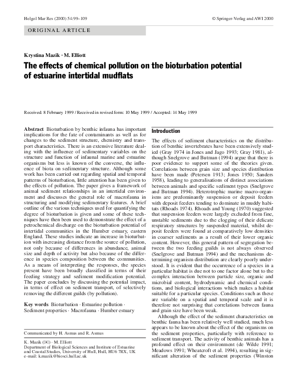 (PDF) The effects of chemical pollution on the bioturbation potential ...