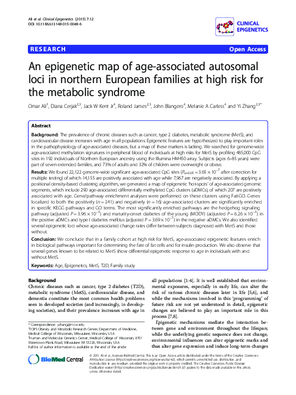 (PDF) An epigenetic map of age-associated autosomal loci in northern ...