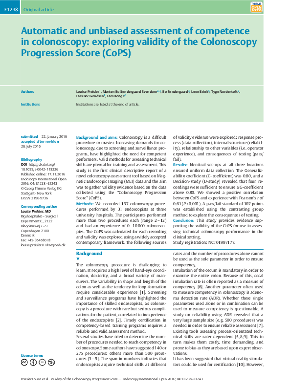 (PDF) Automatic and unbiased assessment of competence in colonoscopy ...