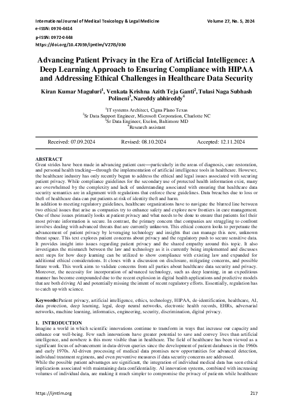 (PDF) Advancing Patient Privacy in the Era of Artificial Intelligence ...