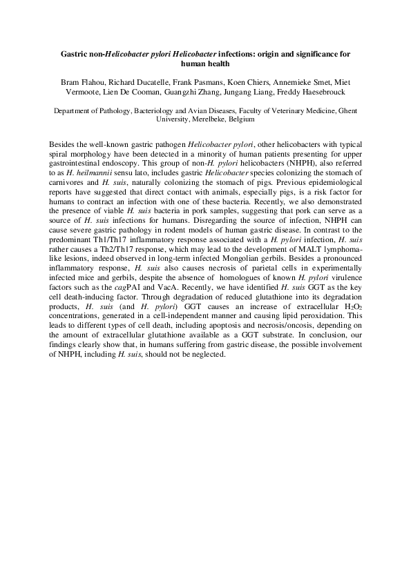 (PDF) Gastric non-Helicobacter pylori Helicobacter infections: origin ...