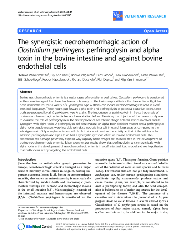 (PDF) The synergistic necrohemorrhagic action of Clostridium ...