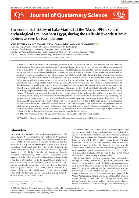 (PDF) Environmental history of Lake Mariout at the ‘Marea’/Philoxenite ...