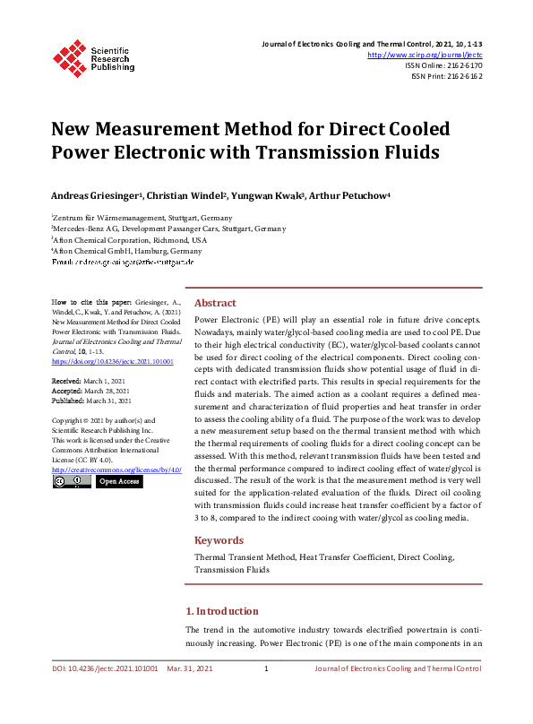 (PDF) New Measurement Method for Direct Cooled Power Electronic with ...