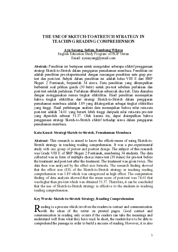 (PDF) The Use of Sketch-To-Stretch Strategy in Teaching Reading ...