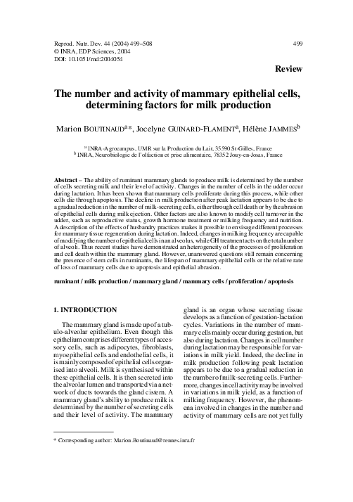 (PDF) The number and activity of mammary epithelial cells, determining ...