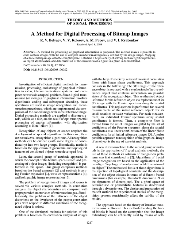 (PDF) A method for digital processing of bitmap images