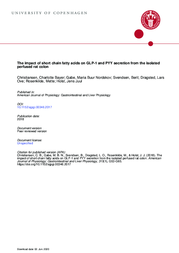 (PDF) The impact of short-chain fatty acids on GLP-1 and PYY secretion ...