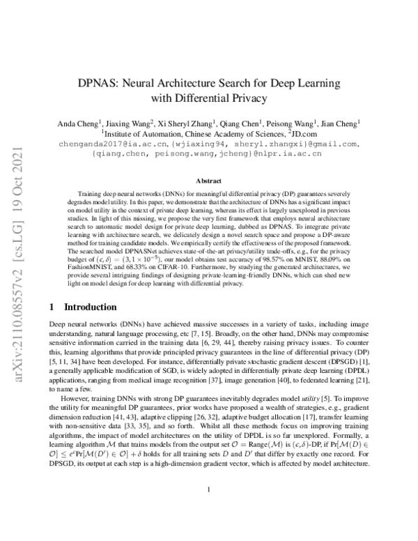 (PDF) DPNAS: Neural Architecture Search for Deep Learning with Differential Privacy
