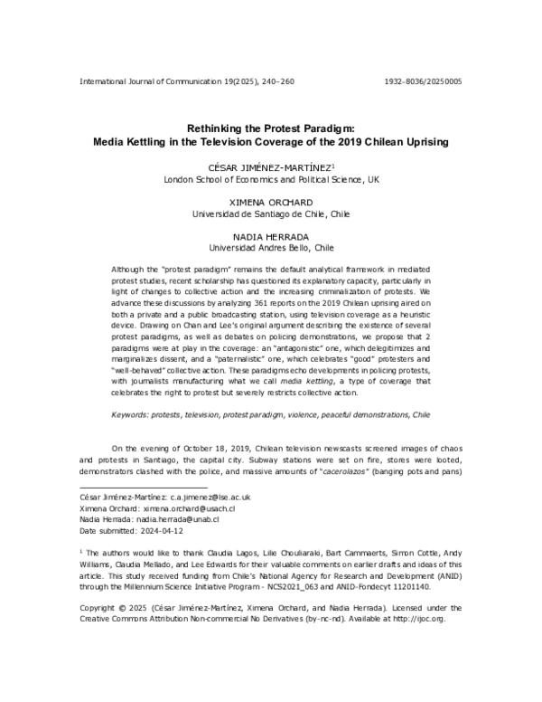 (PDF) Rethinking the Protest Paradigm: Media Kettling in the Television ...