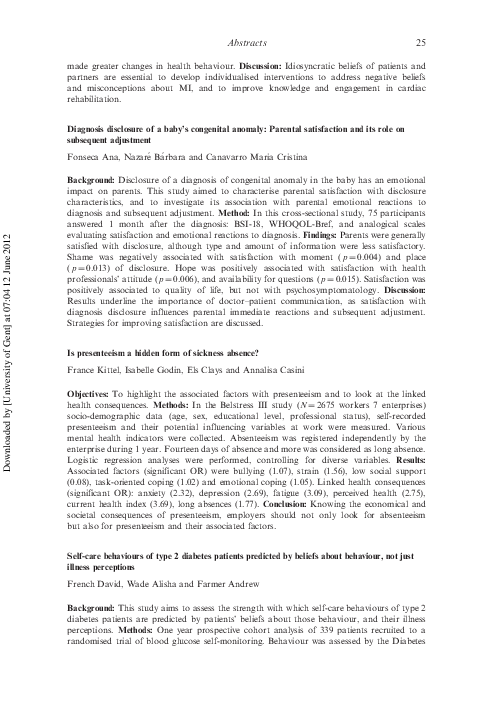 (PDF) Is Presenteeism a hidden form of sickness absence