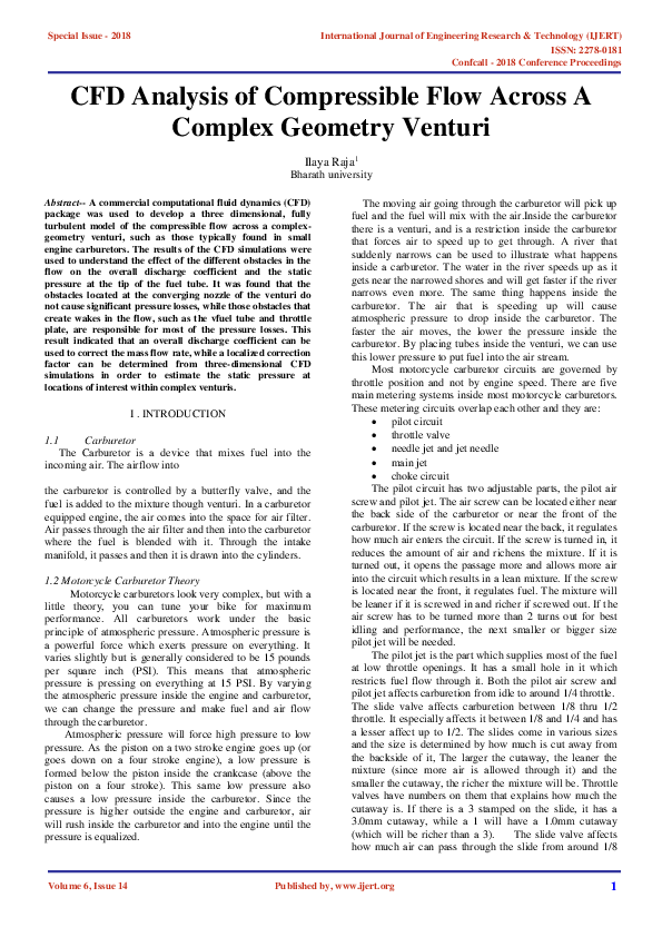 (PDF) CFD Analysis of Compressible Flow Across a Complex Geometry Venturi