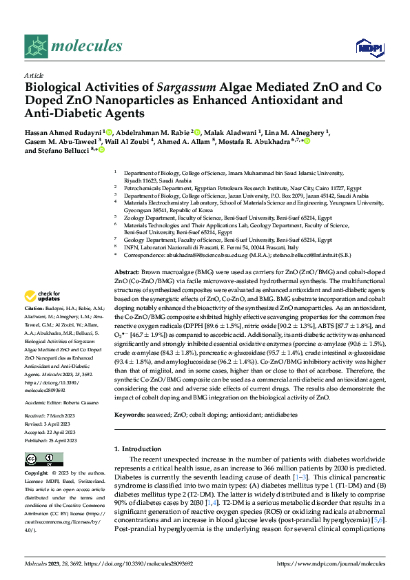 (PDF) Biological Activities of Sargassum Algae Mediated ZnO and Co Doped ZnO Nanoparticles as ...