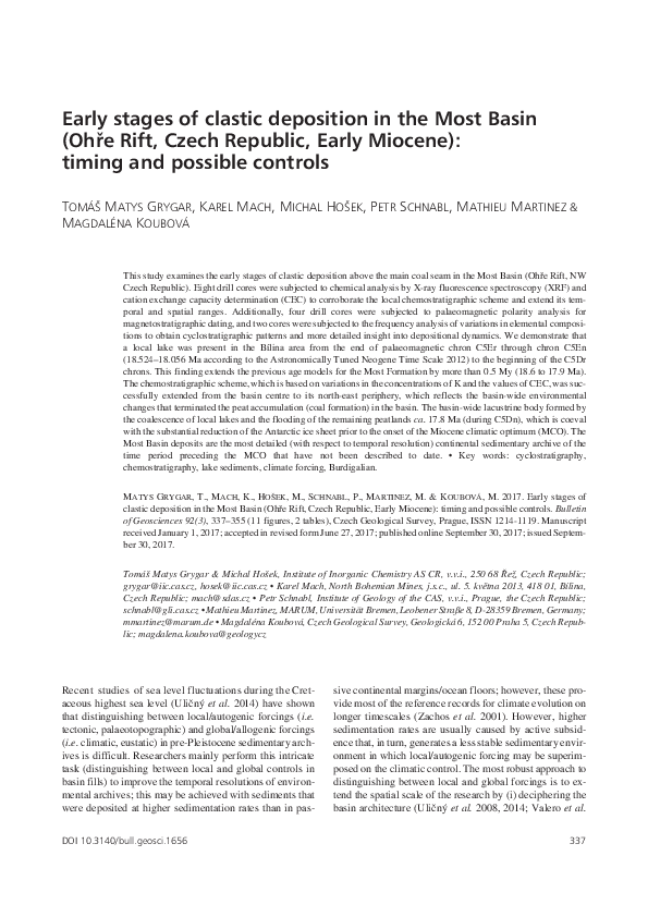 (PDF) Early stages of clastic deposition in the Most Basin (Ohře Rift ...