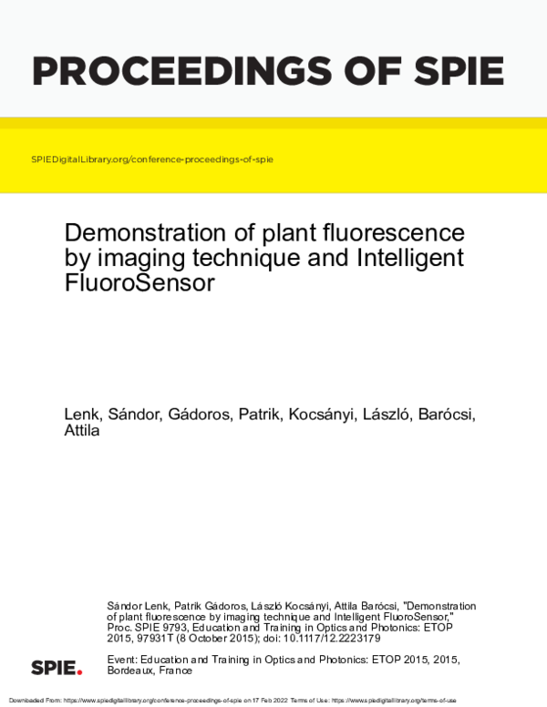 (PDF) Demonstration of plant fluorescence by imaging technique and ...