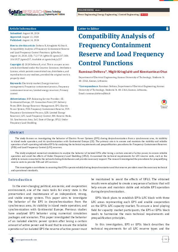 (PDF) Compatibility Analysis of Frequency Containment Reserve and Load ...