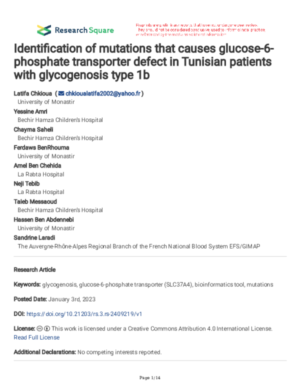 (PDF) Identification of mutations that causes glucose-6-phosphate ...