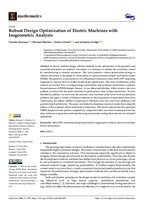 (PDF) Robust Design Optimization of Electric Machines with Isogeometric Analysis