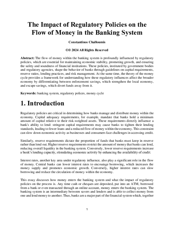 (PDF) The Impact of Regulatory Policies on the Flow of Money in the ...