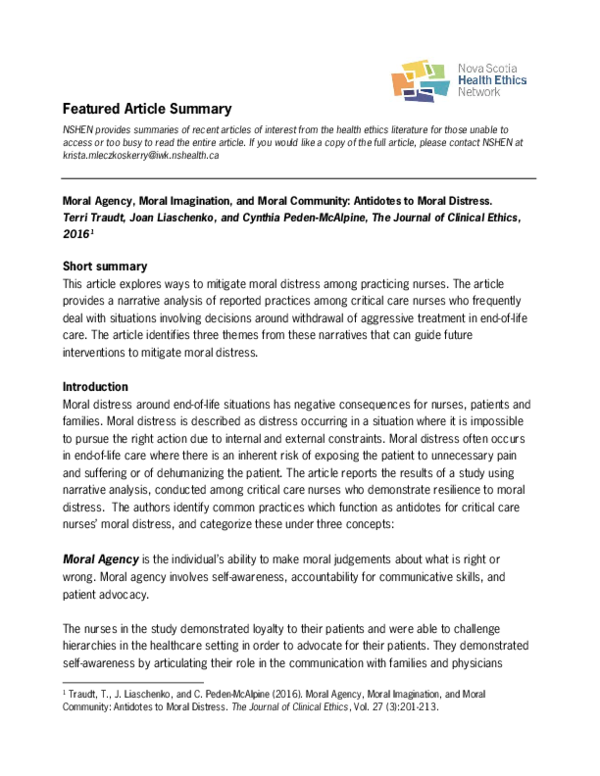 (PDF) Moral Agency, Moral Imagination, and Moral Community: Antidotes ...