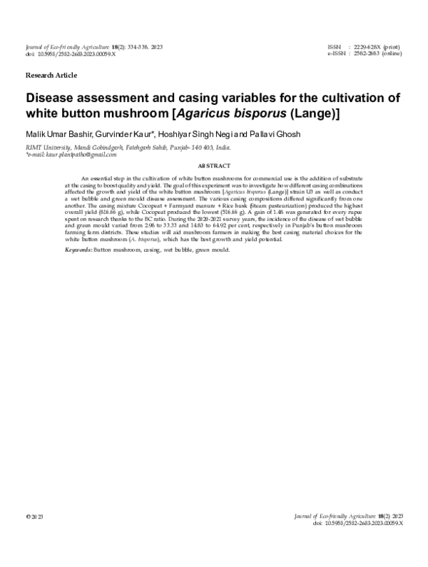 (PDF) Disease assessment and casing variables for the cultivation of ...