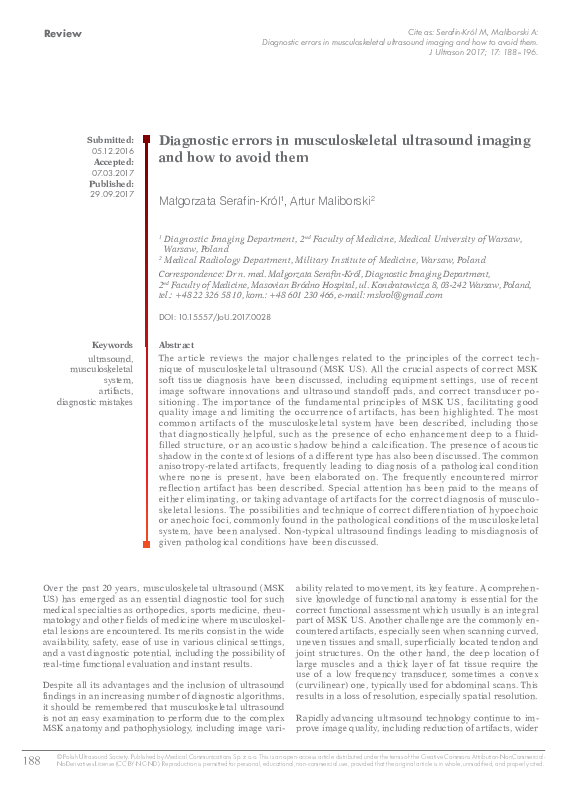 (PDF) Diagnostic errors in musculoskeletal ultrasound imaging and how to avoid them