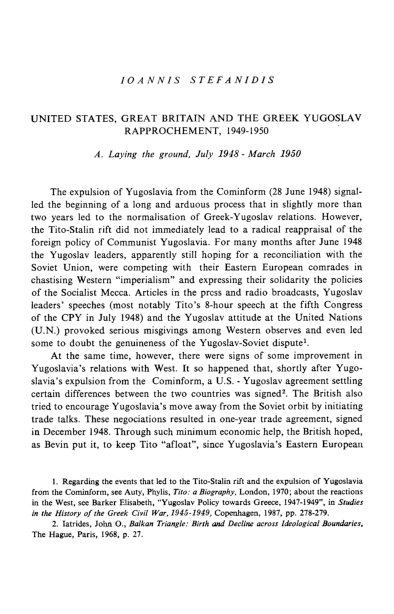 (PDF) United States, Great Britain and the Greek-Yugoslav rapprochement ...