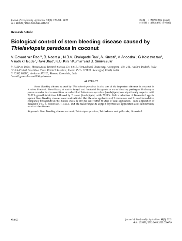 (PDF) Biological control of stem bleeding disease caused by ...