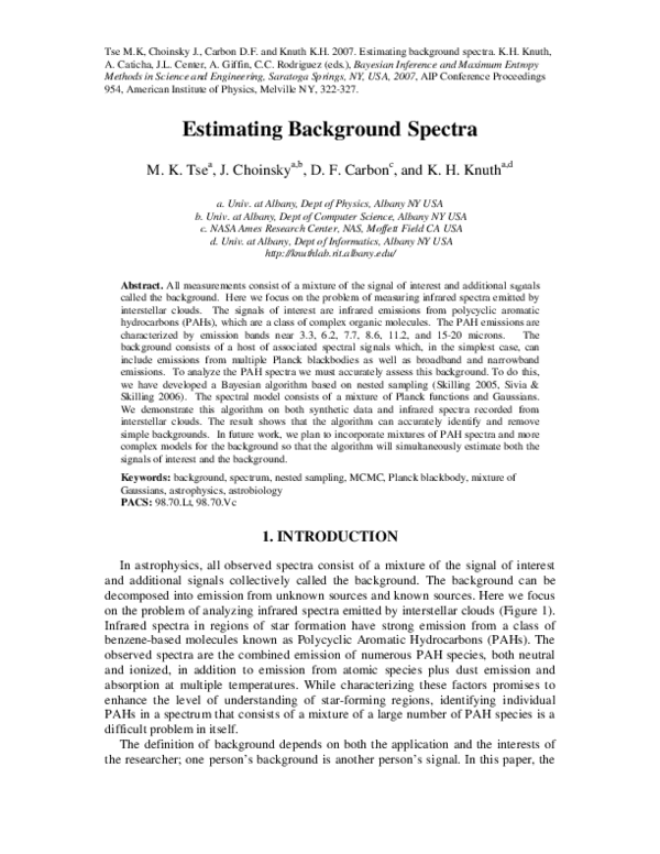 (PDF) Estimating Background Spectra