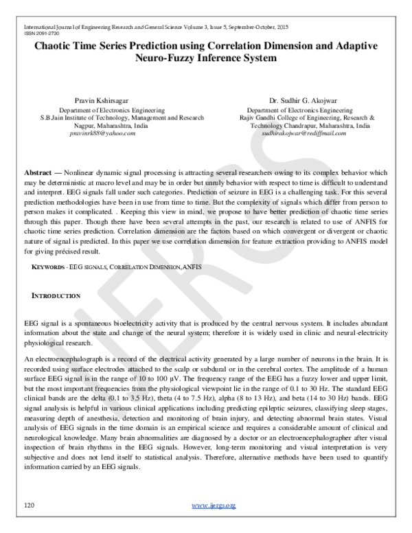 (PDF) Chaotic Time Series Prediction using Correlation Dimension and Adaptive Neuro-Fuzzy ...
