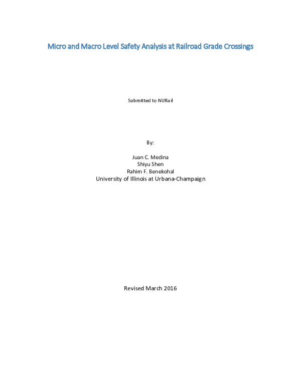 (PDF) Micro and Macro Level Safety Analysis at Railroad Grade Crossings