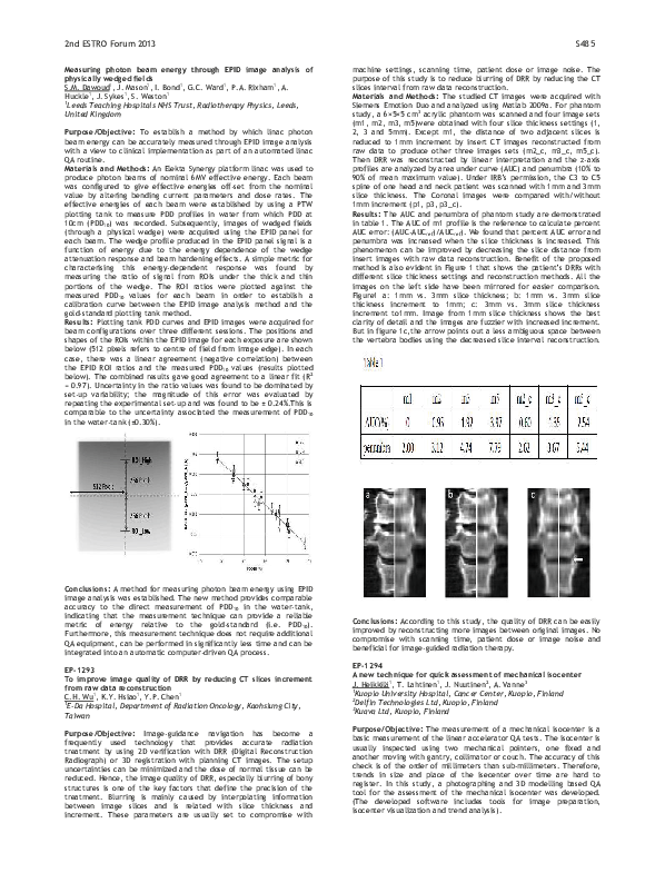 (PDF) Quick Assessment of Linac Mechanical Isocenter