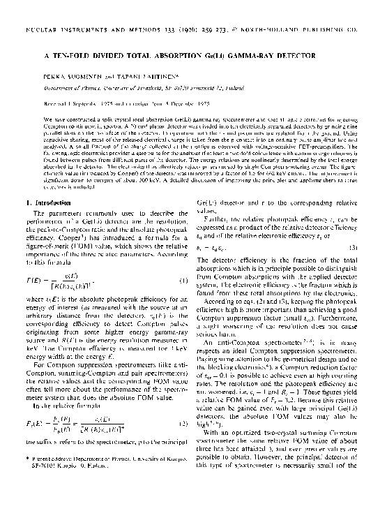 (PDF) A ten-fold divided total absorption Ge(Li) gamma-ray detector