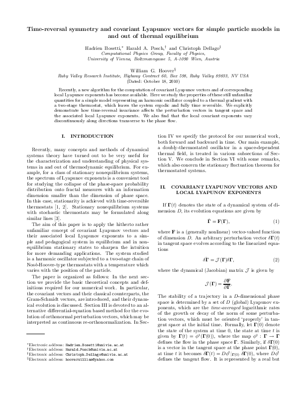 (PDF) Time-reversal symmetry and covariant Lyapunov vectors for simple particle models in and ...