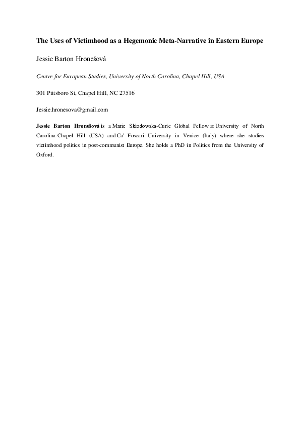 (PDF) Pre-Print Barton%20Hronesova JBH Article JCES REVISED CLEAN AUTHORDATA