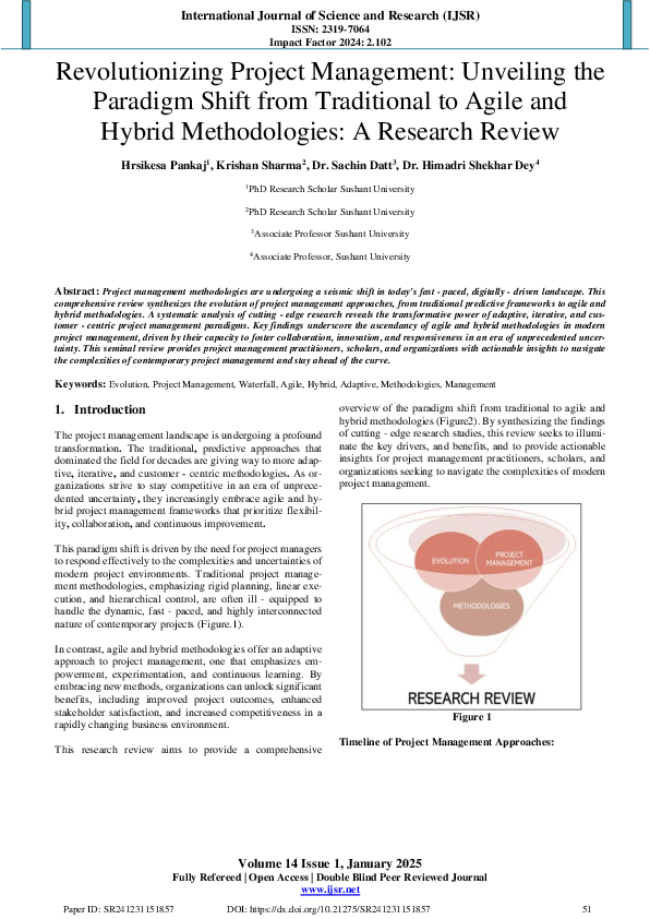 Pdf Revolutionizing Project Management Unveiling The Paradigm Shift From Traditional To Agile