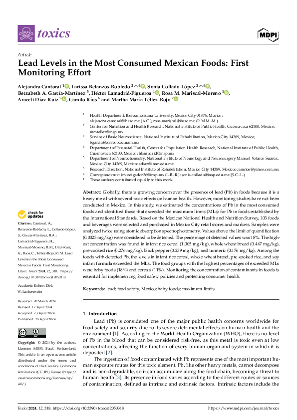 (PDF) Lead Levels in the Most Consumed Mexican Foods: First Monitoring ...