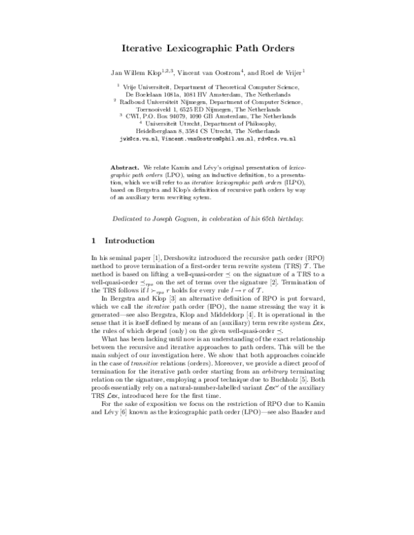 (PDF) Iterative Lexicographic Path Orders