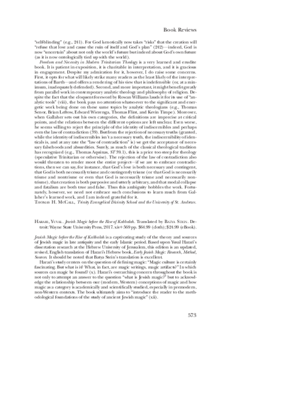 (PDF) Review of: Harari, Yuval. "Jewish Magic before the Rise of ...