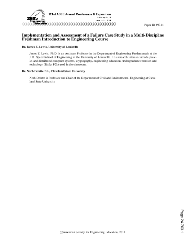 (PDF) Implementation and Assessment of a Failure Case Study in a Multi ...